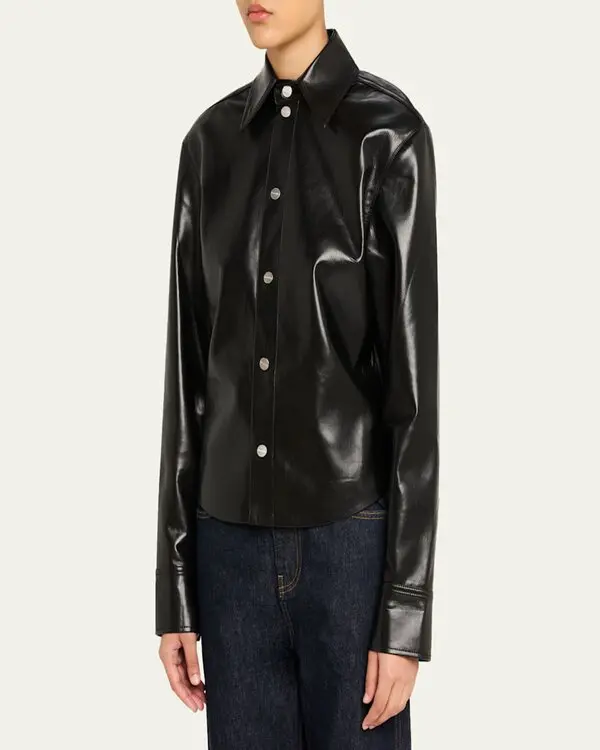 Nanushka Bogna Long-sleeve Alt-leather Shirt