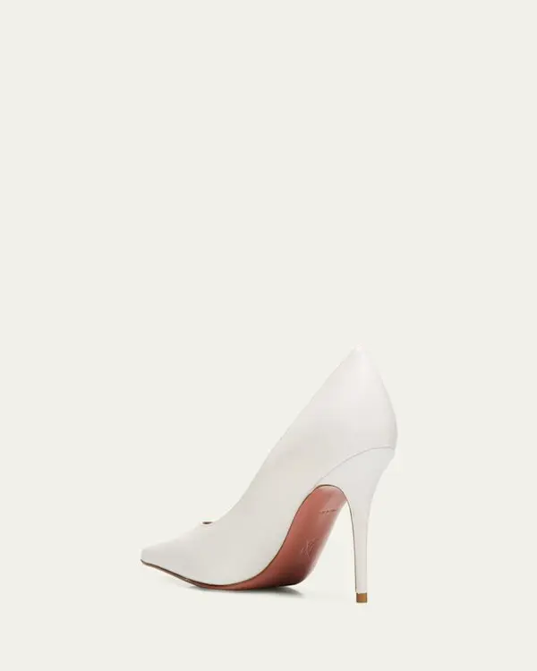 Amina Muaddi 90mm Barbara Leather Pointed-toe Pumps - White