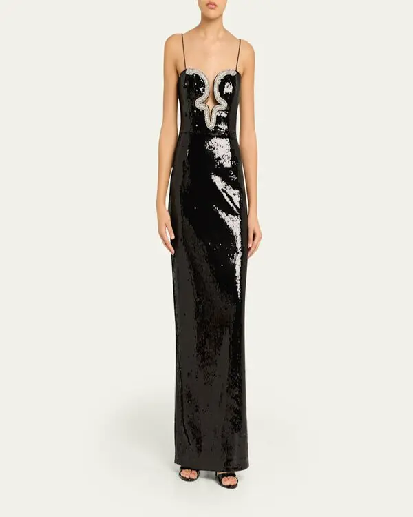 Rebecca Vallance Lyra Sequin Gown With Diamante Snake Trim