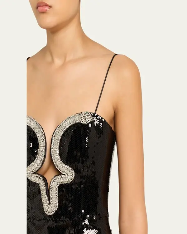Rebecca Vallance Lyra Sequin Gown With Diamante Snake Trim