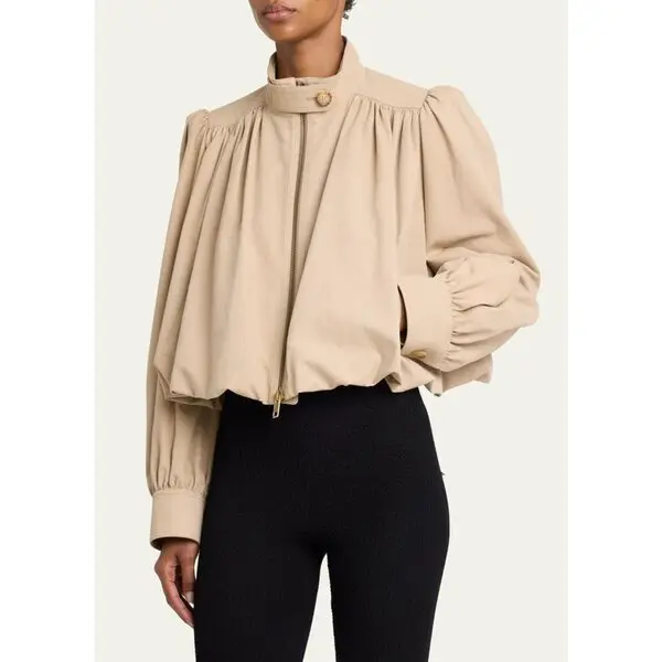 Chloé Shirred Canvas Jacket - Worn Brown
