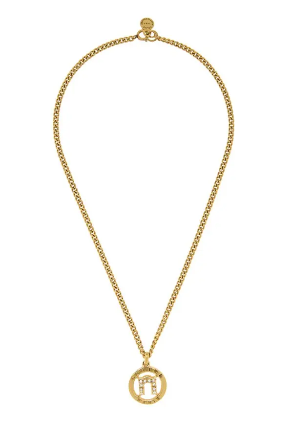 Celine Crystal Logo Necklace - Gold