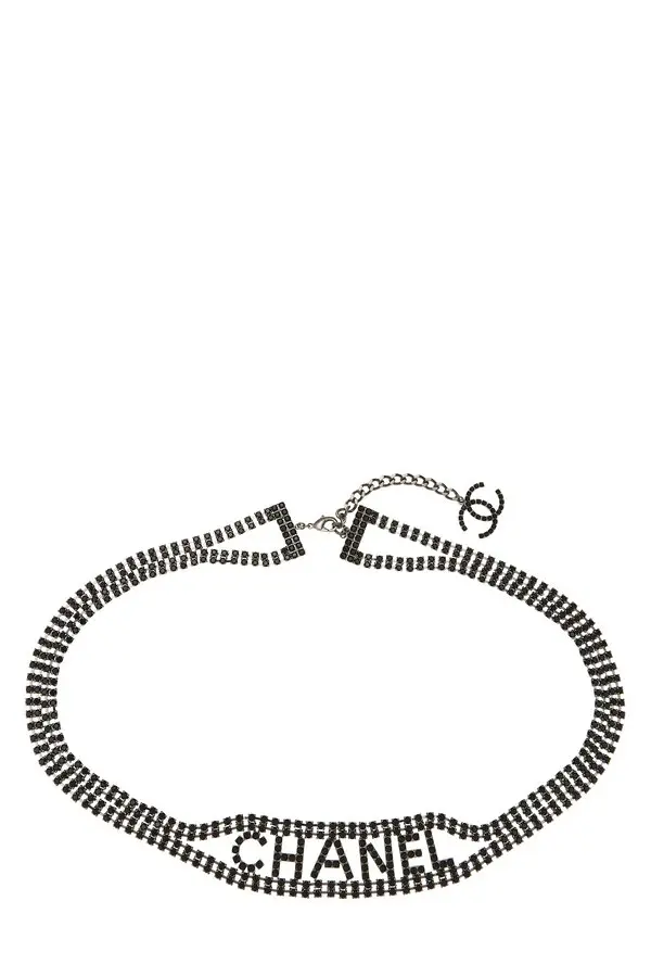 Chanel Crystal Logo Chain Belt - Black
