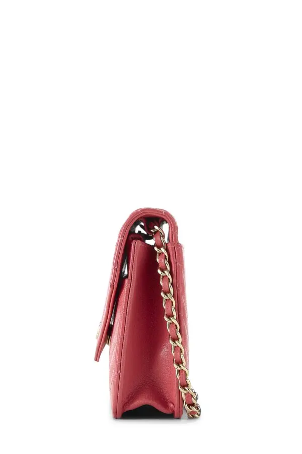 Chanel Lambskin Chevron Wallet On Chain - Pink