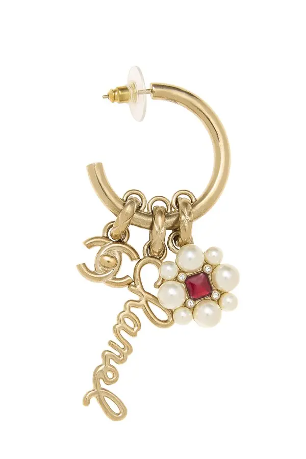 Chanel Tone Faux Pearl And Gripoix Earrings