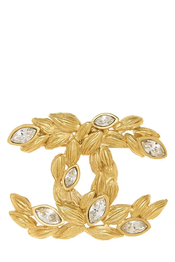 Chanel Crystal 'cc' Wheat Pin - Gold