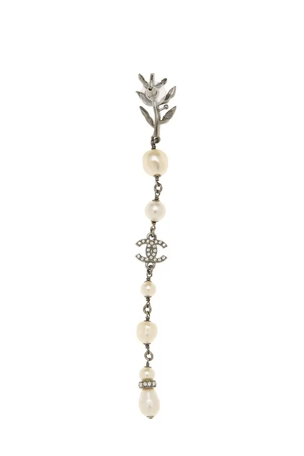 Chanel Crystal And Faux Pearl 'cc' Dangle Earrings