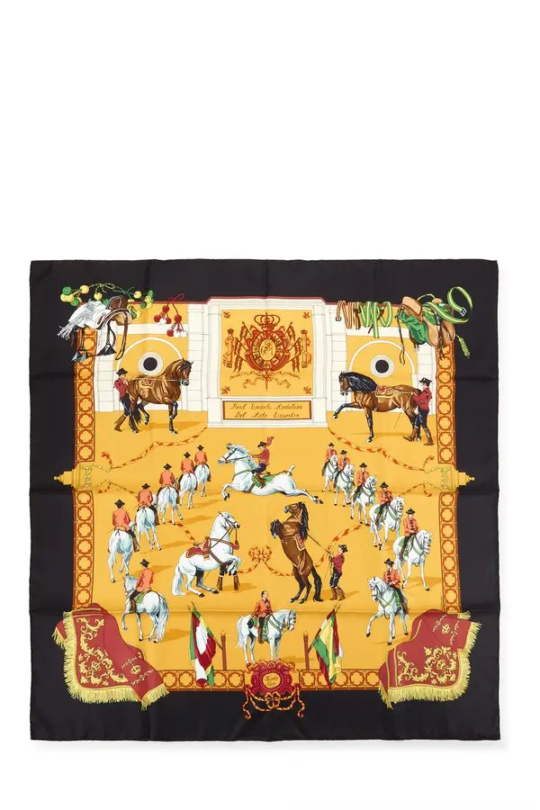 Hermès Multicolor 'real Escuela Andaluza' Silk Scarf 90 - Black