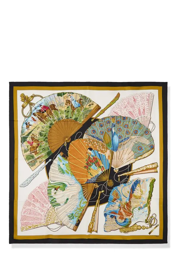 Hermès Multicolor 'brise De Charme' Silk Scarf 90 - Black