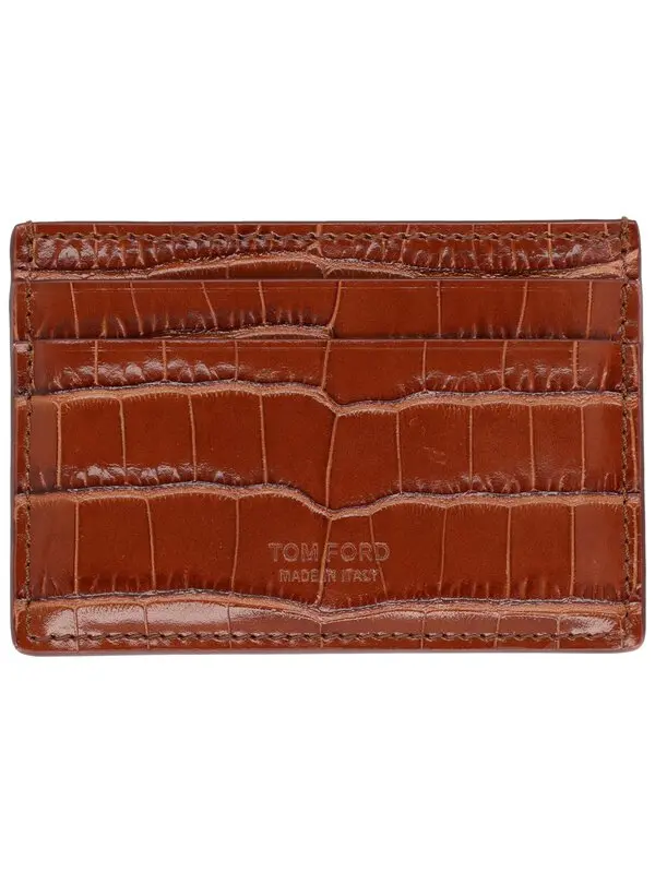 TOM FORD Leather Card Holder - Brown