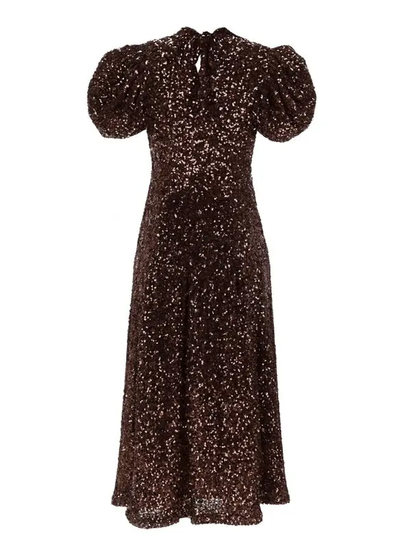 ROTATE BY BIRGER CHRISTENSEN Sequin Midi Dress - Brown