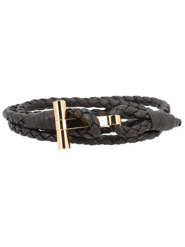 TOM FORD Braided Leather Bracelet - Brown