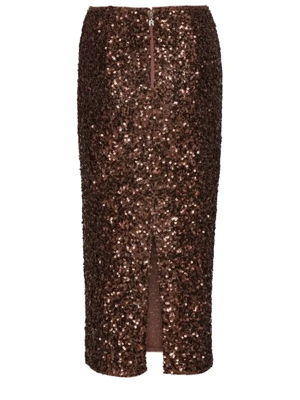 ROTATE BY BIRGER CHRISTENSEN Midi Skirt With Sequins - Brown