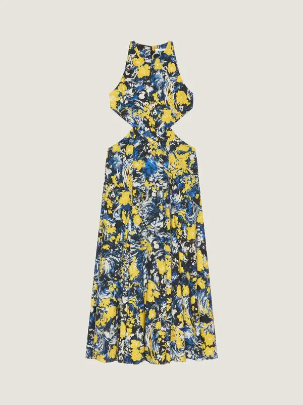 Givenchy Slashed Floral Print Dress - Blue/yellow