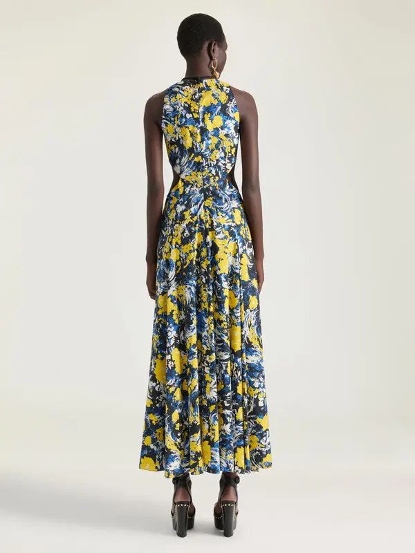 Givenchy Slashed Floral Print Dress - Blue/yellow