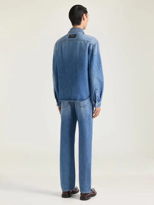 Givenchy Couture Seam Shirt In Shadow Washed Denim