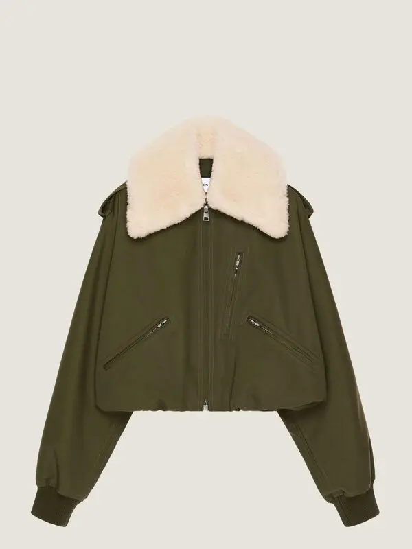 Givenchy Cotton And Wool Gabardine Bomber With Shearling Collar