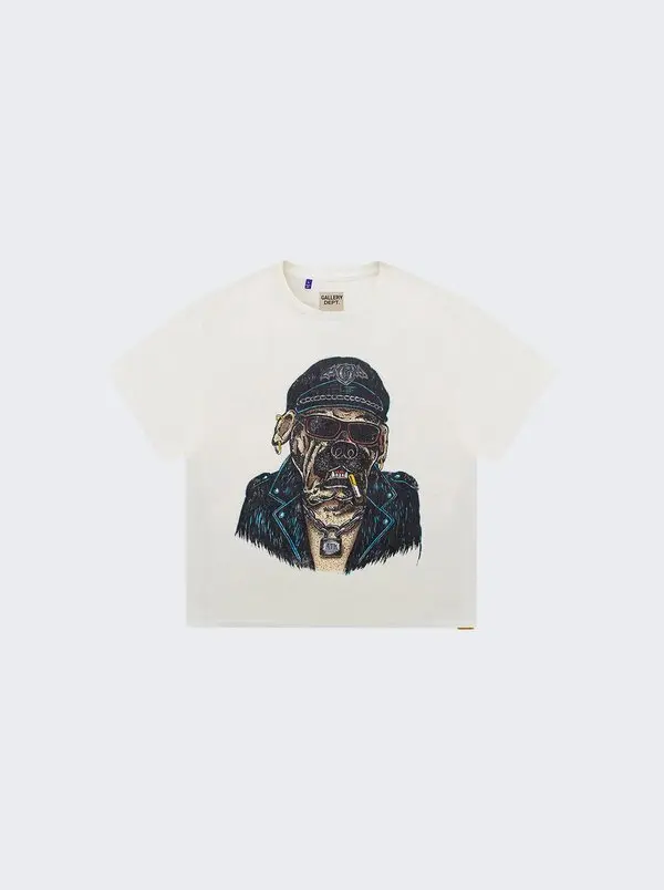 GALLERY DEPT. Oct Biker Dog Tee Vintage - Off White