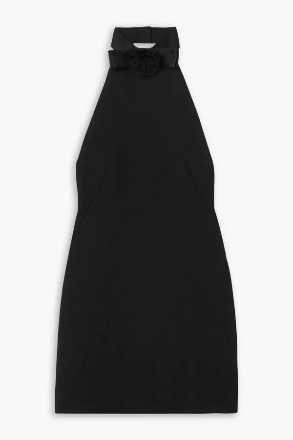 Dolce & Gabbana Appliquéd Wool-crepe Halterneck Mini Dress