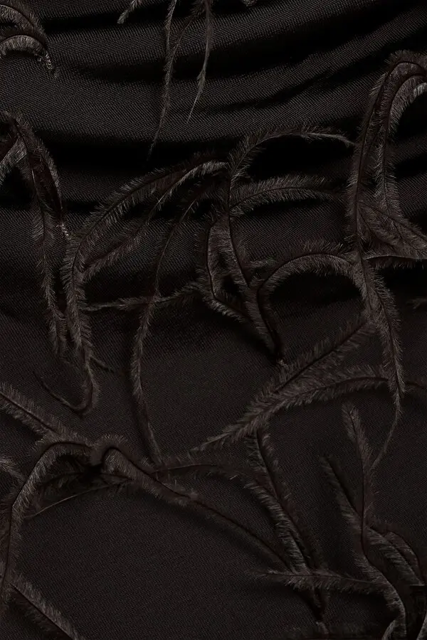 Lapointe Feather-trimmed Ruched Mini Dress