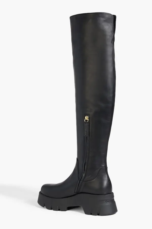 GIANVITO ROSSI Montey Leather Over-the-knee Platform Boots