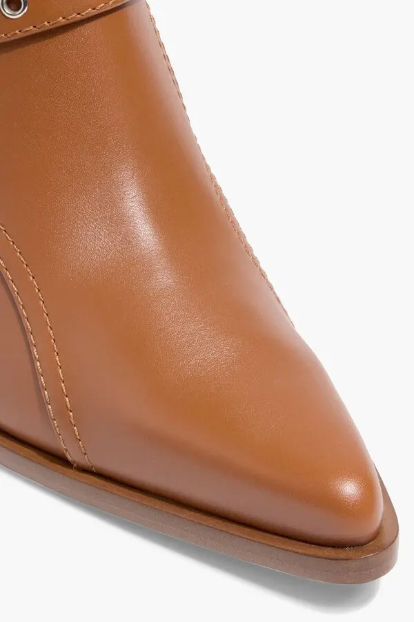 GIANVITO ROSSI Leather Ankle Boots With Buckle Detail And Stacked Heel