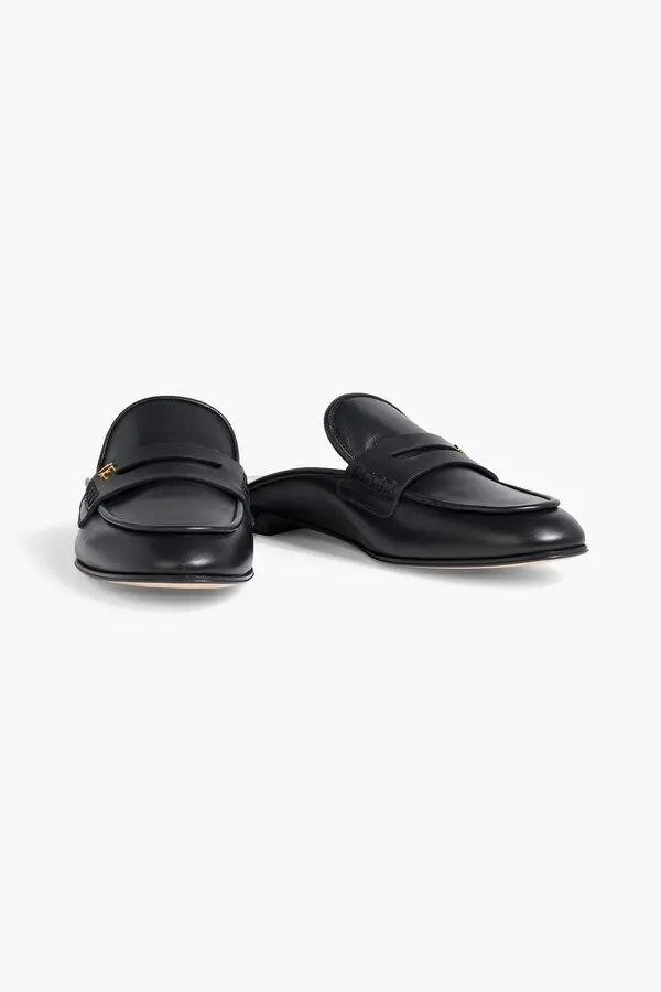 GIANVITO ROSSI Florio Leather Slippers - Black