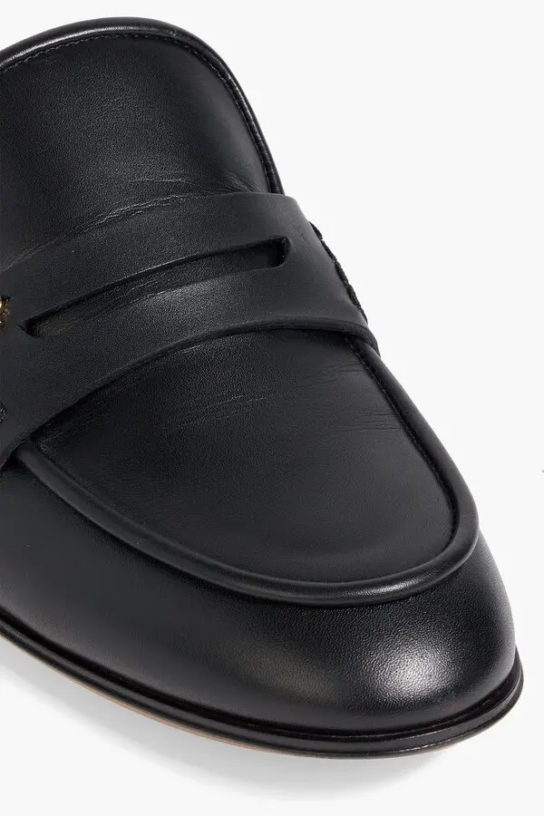 GIANVITO ROSSI Florio Leather Slippers - Black