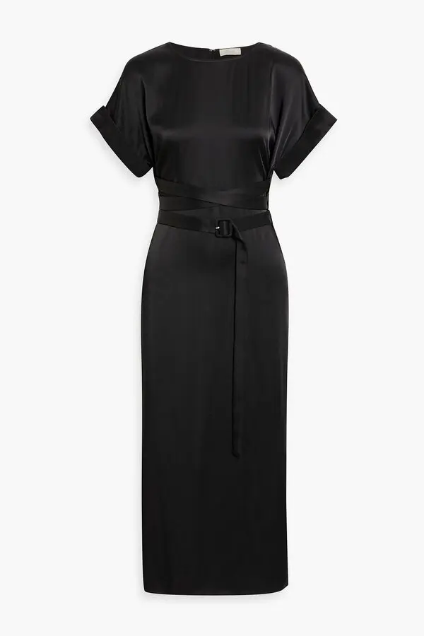 Lapointe Belted Satin-crepe Midi Dress