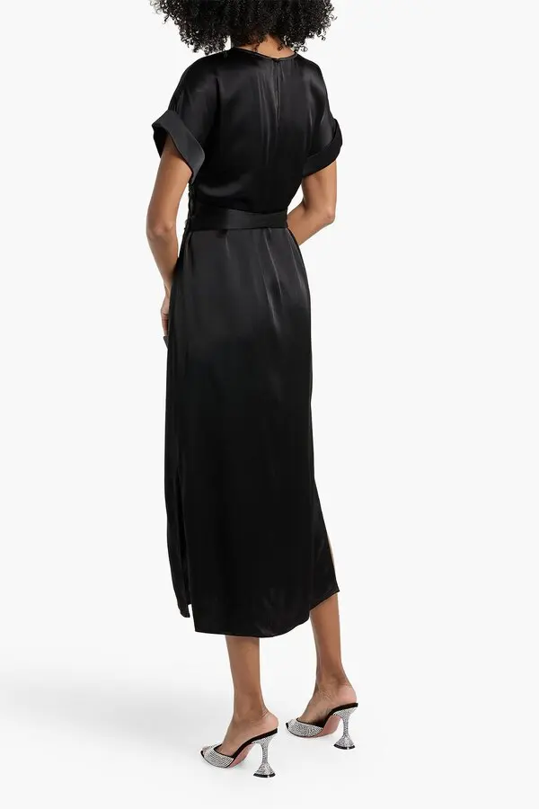 Lapointe Belted Satin-crepe Midi Dress