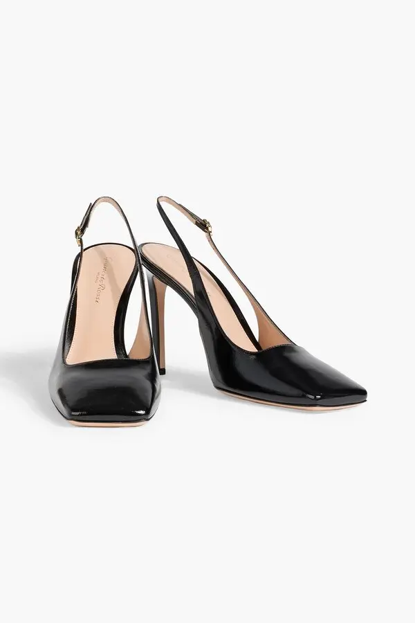 GIANVITO ROSSI Christina Glossed-leather Slingback Pumps - Black