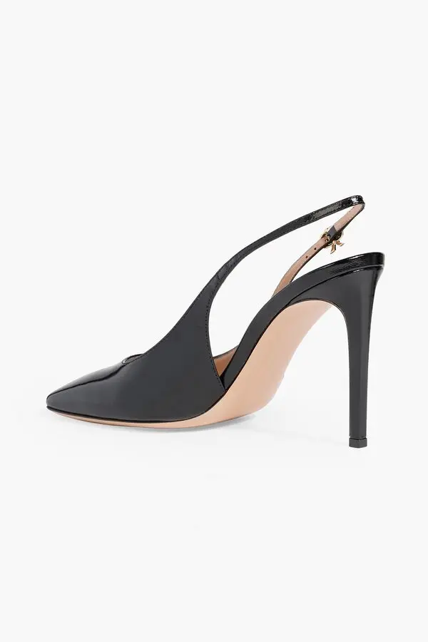 GIANVITO ROSSI Christina Glossed-leather Slingback Pumps - Black