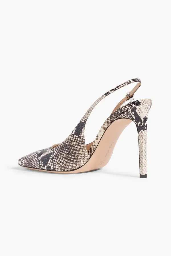 GIANVITO ROSSI Christina Snake-effect Leather Slingback Pumps