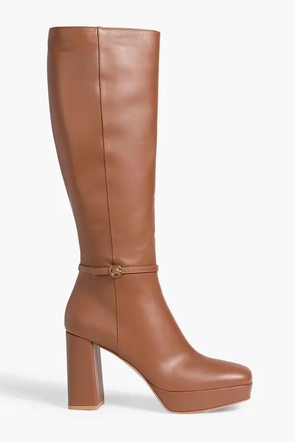 GIANVITO ROSSI Moreau Leather Platform Knee Boots