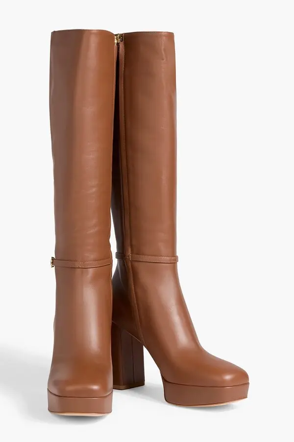 GIANVITO ROSSI Moreau Leather Platform Knee Boots