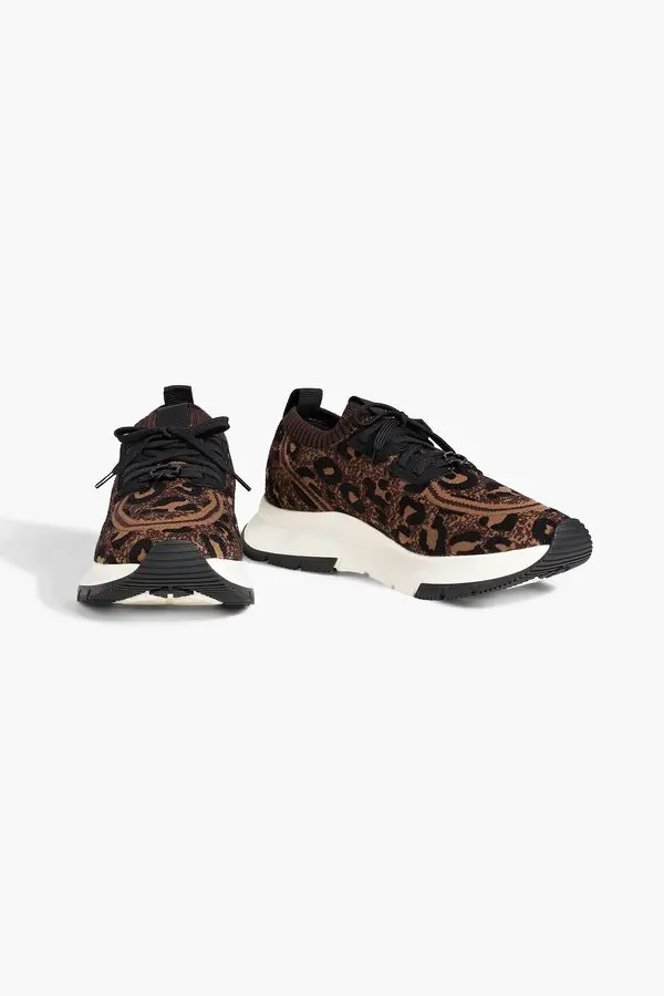 GIANVITO ROSSI Glover Leopard Jacquard-knit Sneakers