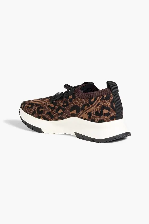 GIANVITO ROSSI Glover Leopard Jacquard-knit Sneakers
