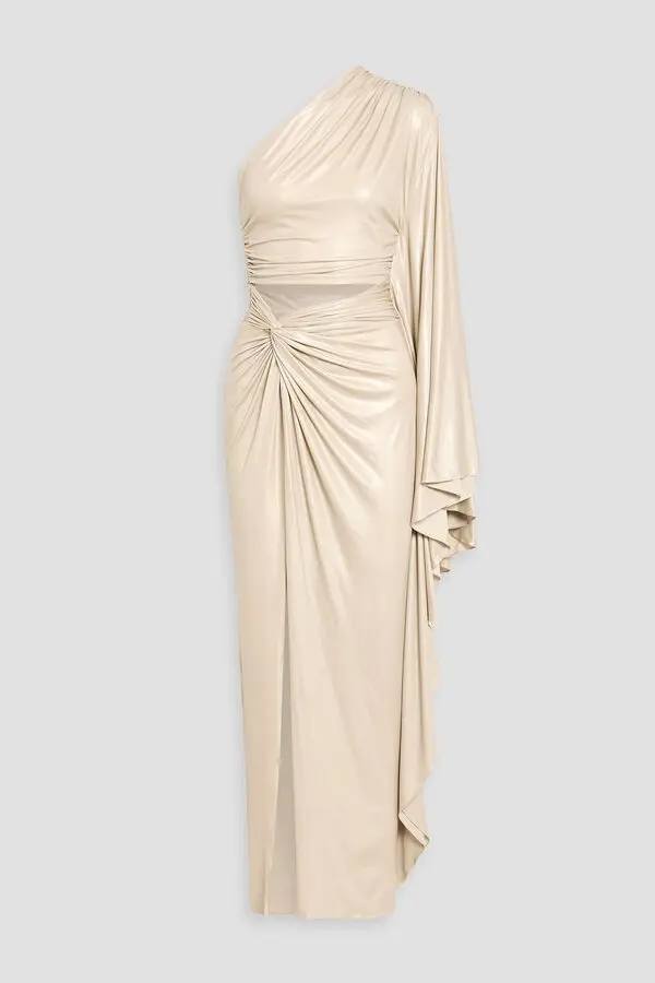 Lapointe Draped Cutout Metallic Gown