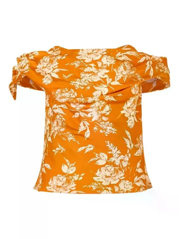 Rosie Assoulin Printed Off-shoulder Top - Orange