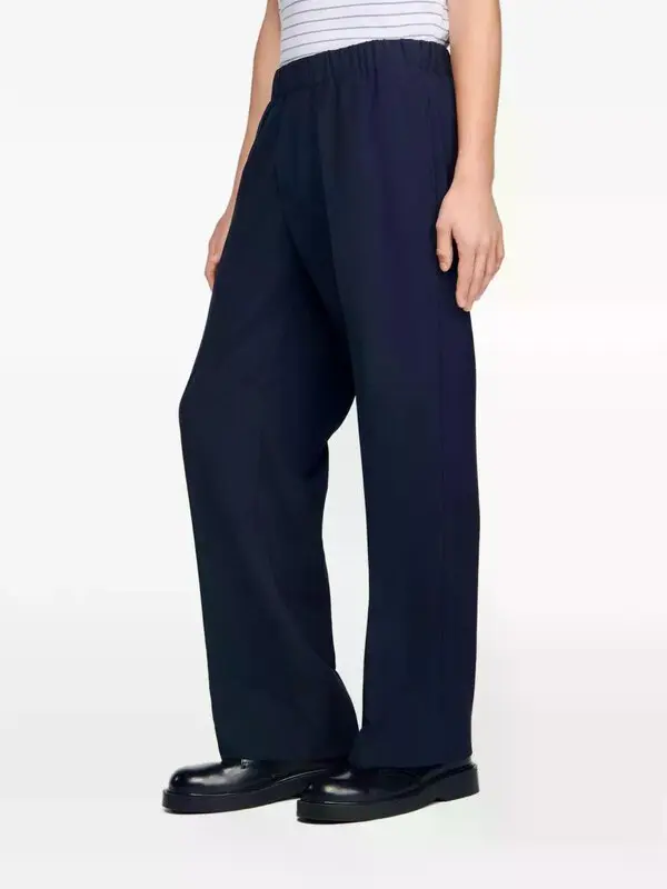 Sandro Wide-leg Jersey Trousers - Blue