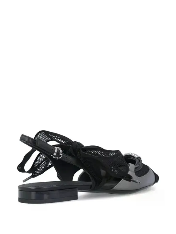 Pinko Bow Pointed Slingback Pumps With Mesh Detailing