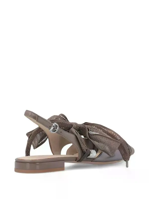 Pinko Testa Di Moro Point-toe Ribbon Detail Ballet Flats - Brown