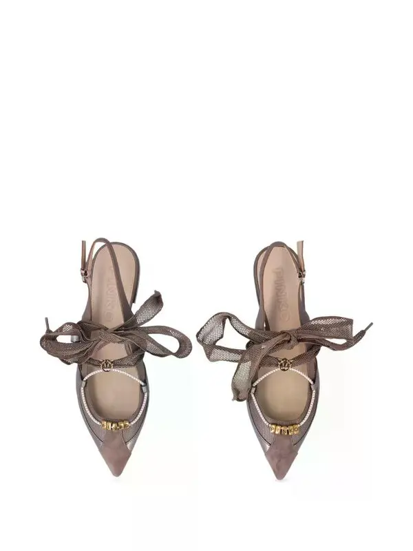 Pinko Testa Di Moro Point-toe Ribbon Detail Ballet Flats - Brown