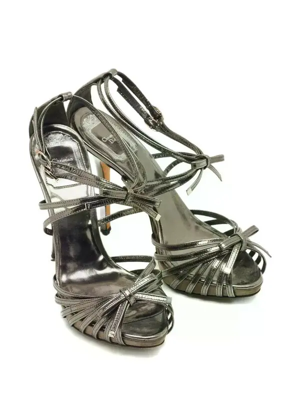 Dior Bow-detail Metallic Sandals