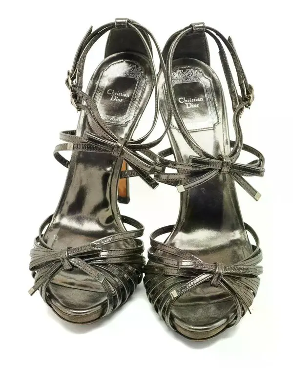 Dior Bow-detail Metallic Sandals