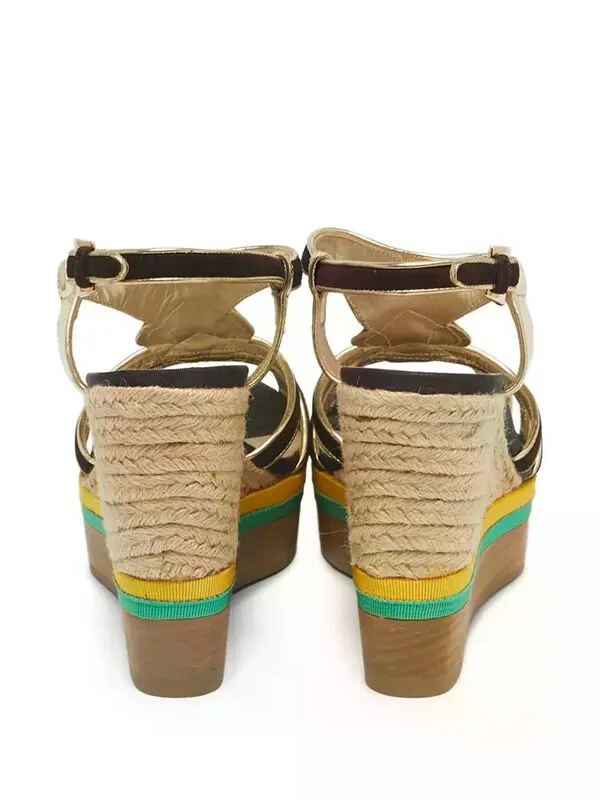 LORIBLU Suede Cut-out Wedge Sandals With Buckle Closure