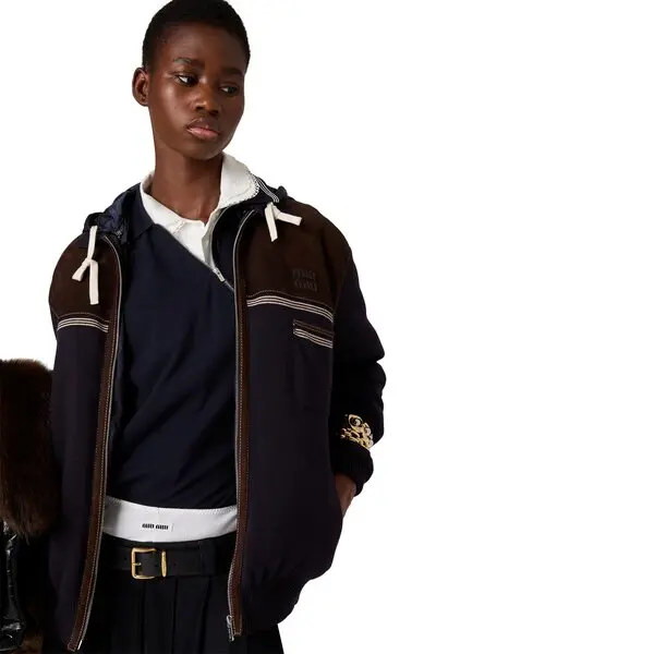 Miu Miu Knit And Leather Down Jacket