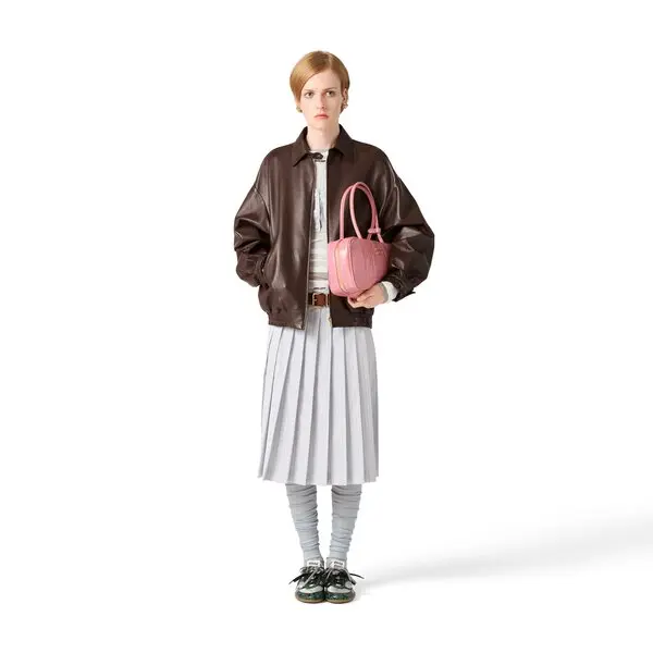 Miu Miu Nappa Leather Blouson Jacket - Sienna