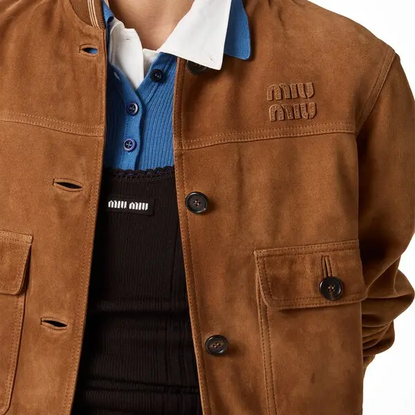Miu Miu Suede Blouson Jacket - Cinnamon