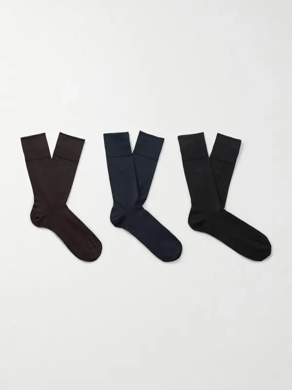 CDLP Pack Of Six Cotton-blend Socks - Multi